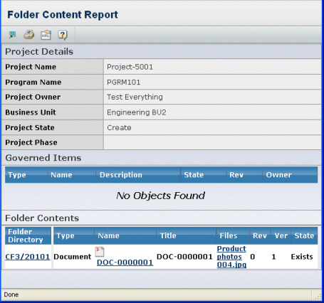 Viewing the Folder Content Report